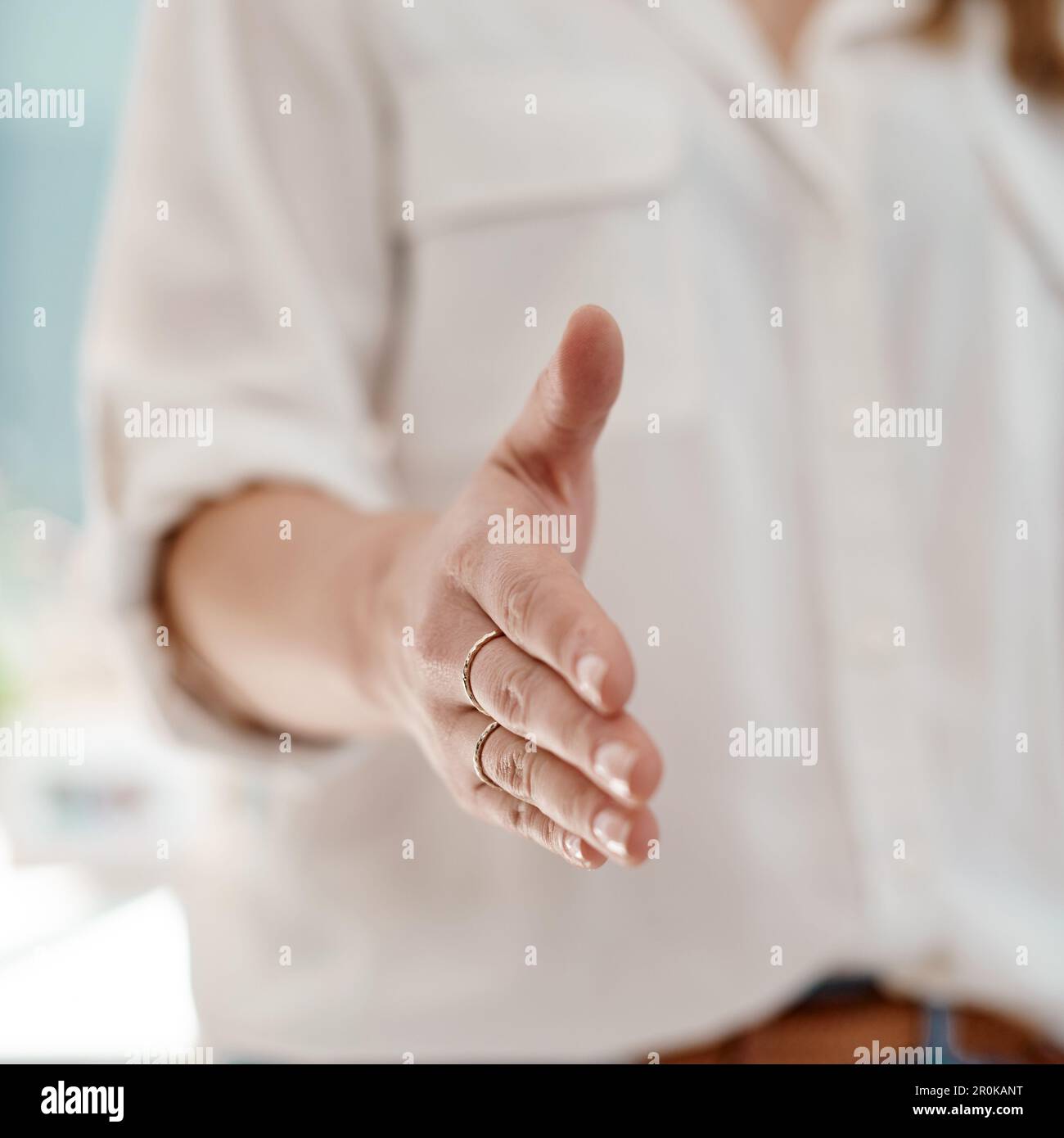 Lets shake on it. an unrecognizable businesswoman reaching out for a ...