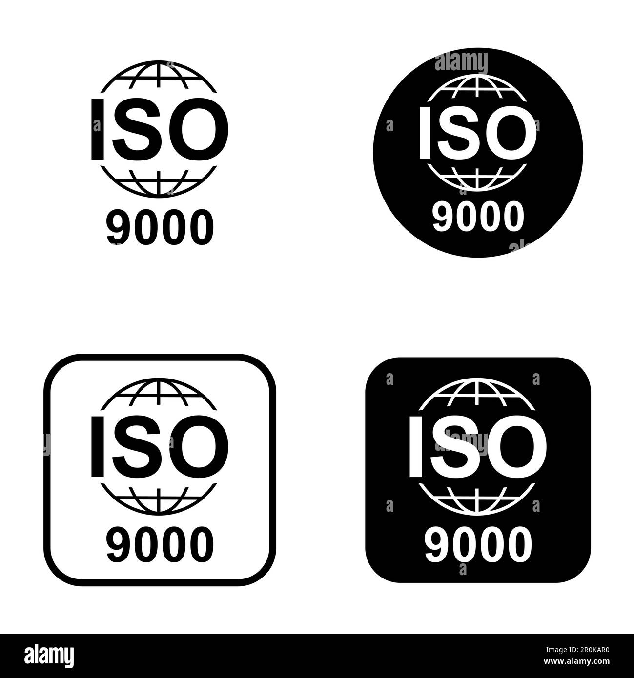 Set of Iso 9000 icon. Standard quality symbol. Vector button sign ...