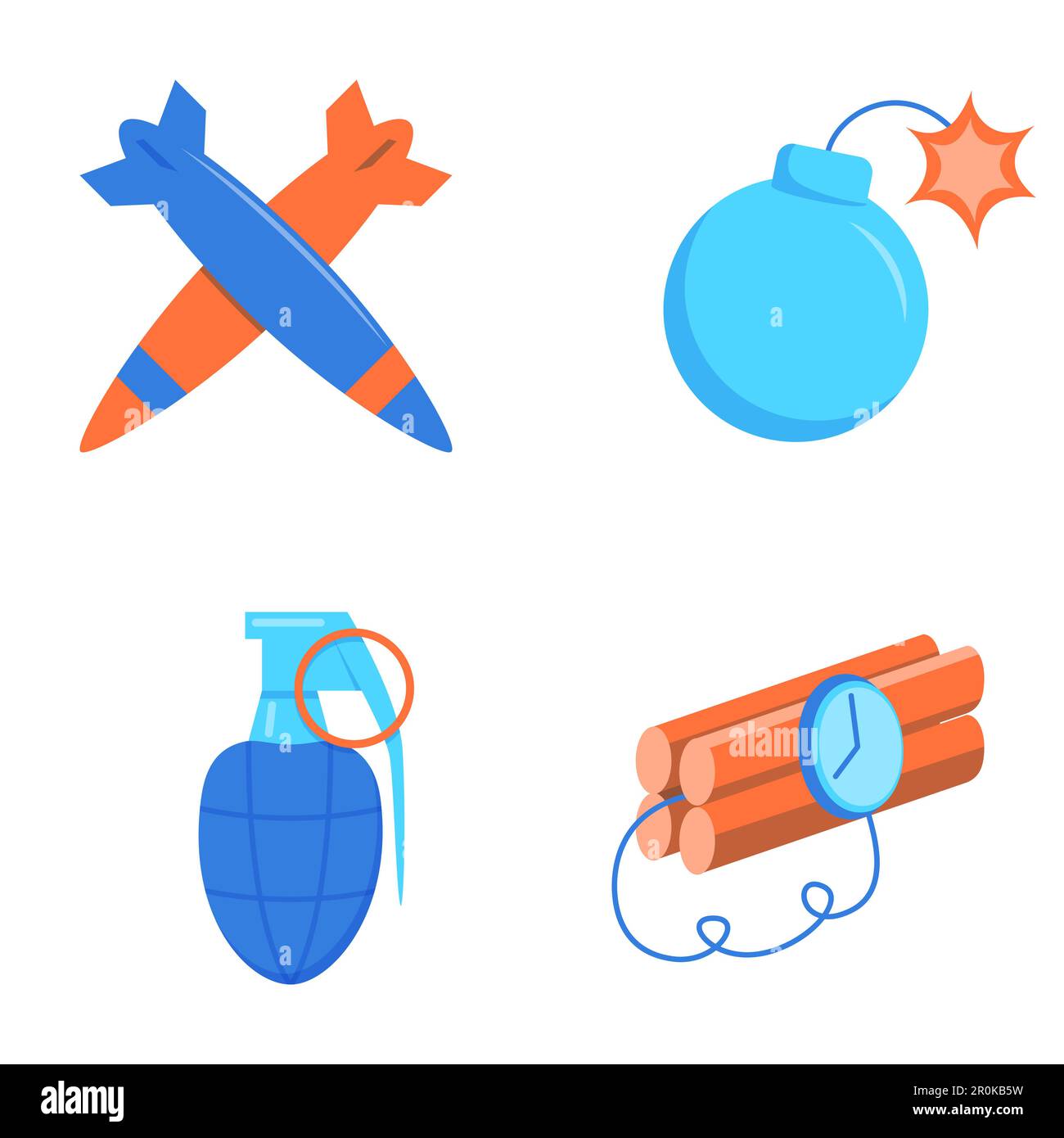 Military bomb types icon set in flat and line style. Explosive weapon ...