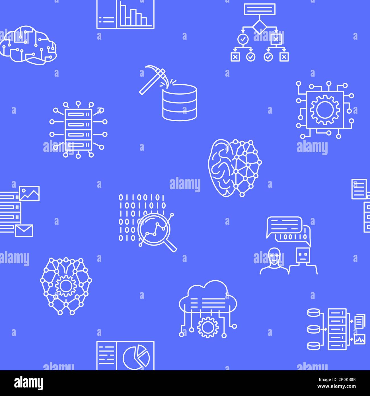 Neural Network And Automated Systems Seamless Pattern In Line Style