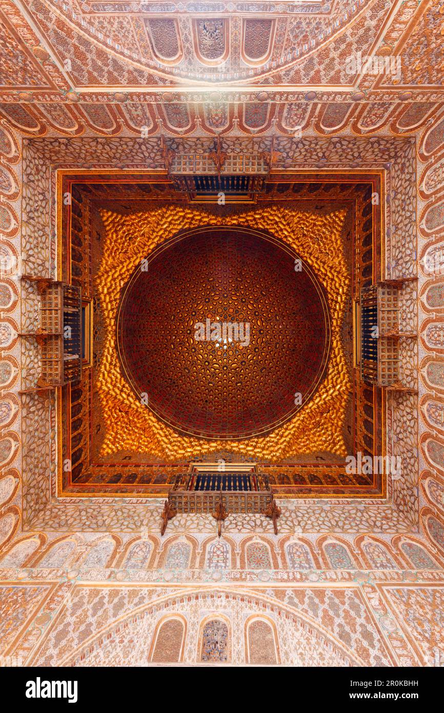 wooden roof in the Salon del Techo Felipe II., hall of the embassador ...
