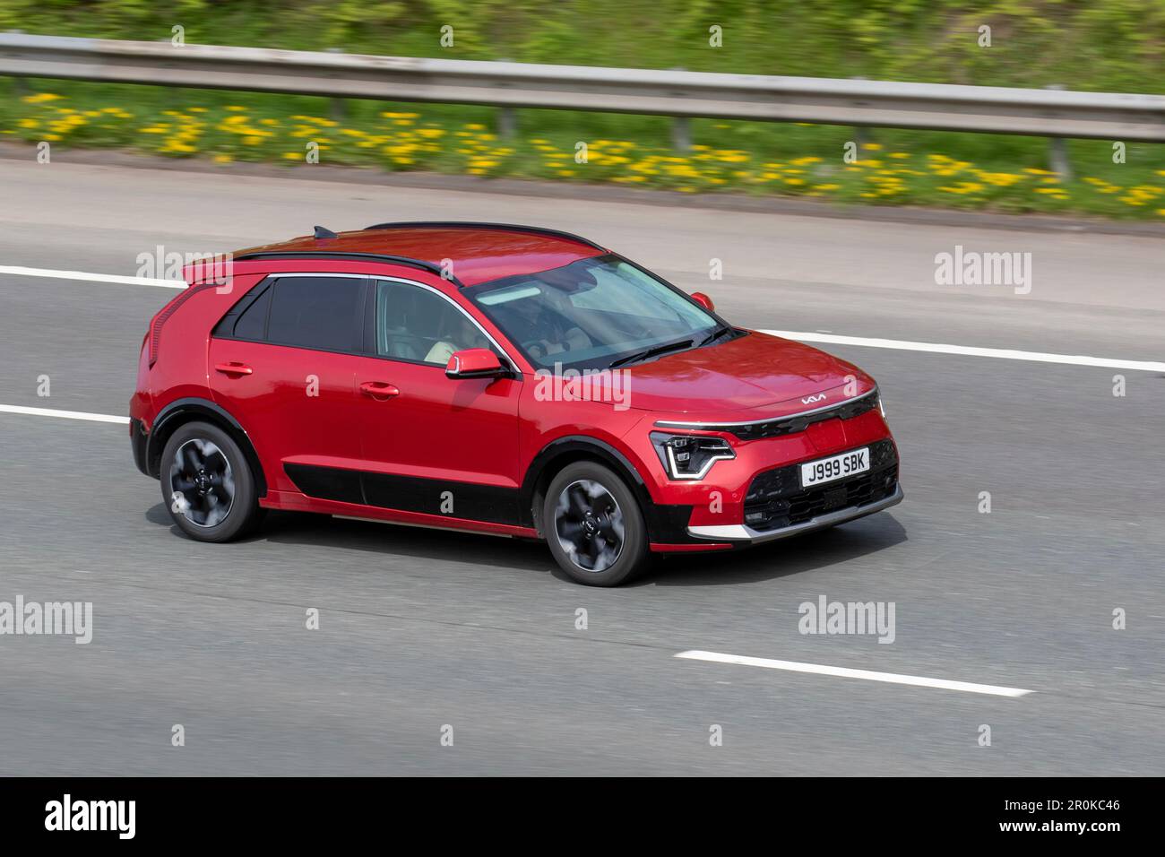 2022 Red Kia Niro 3 EV, 201 DCT Auto 64.8Kwh Red Car SUV Electricity 150 kW; travelling on the ...