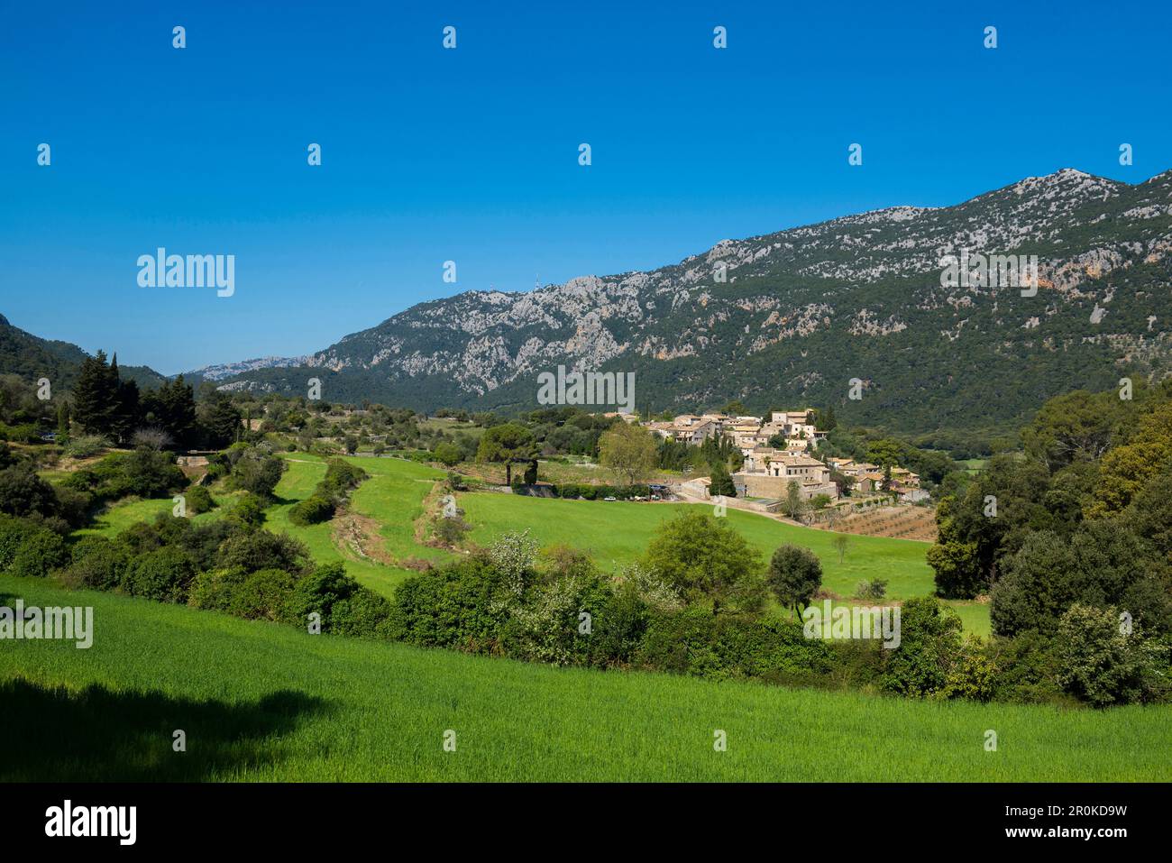 Village of Orient in Serra de Tramuntana, mountain range, Majorca ...