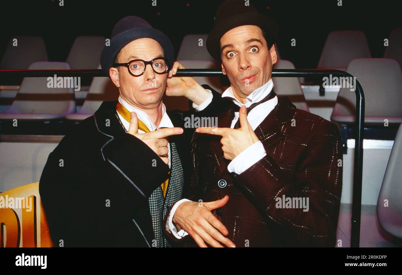 Bill Irwin und David Shiner, amerikanische Schauspieler, in der comedy ...