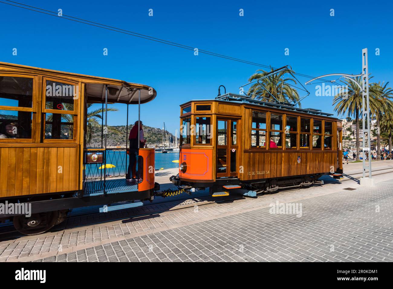 The famous ancient tram between Port de Sóller and Sóller on the ...