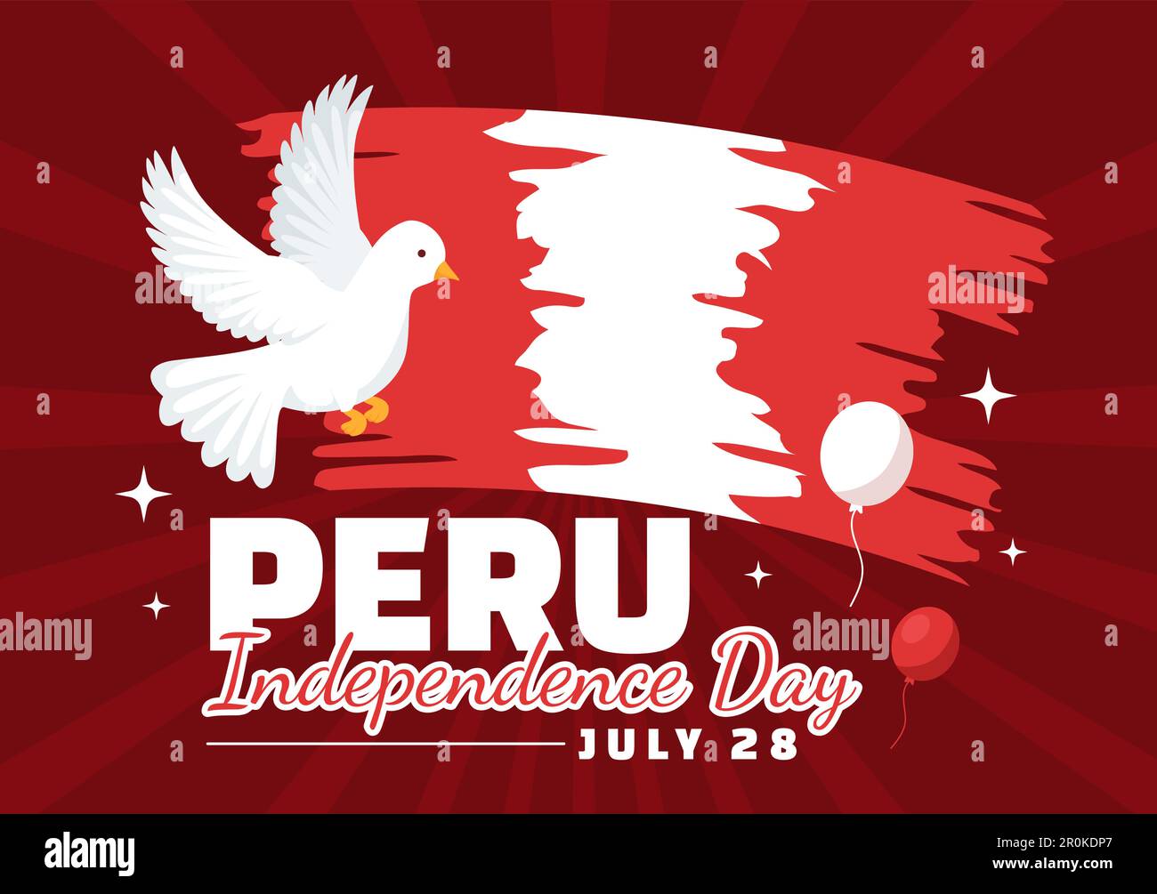 Peru Independence Day Vector Illustration on july 28 with Waving Flag ...