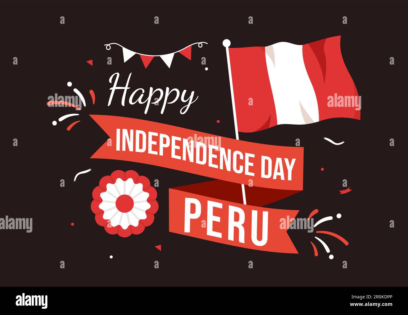 Peru Independence Day Vector Illustration on july 28 with Waving Flag ...