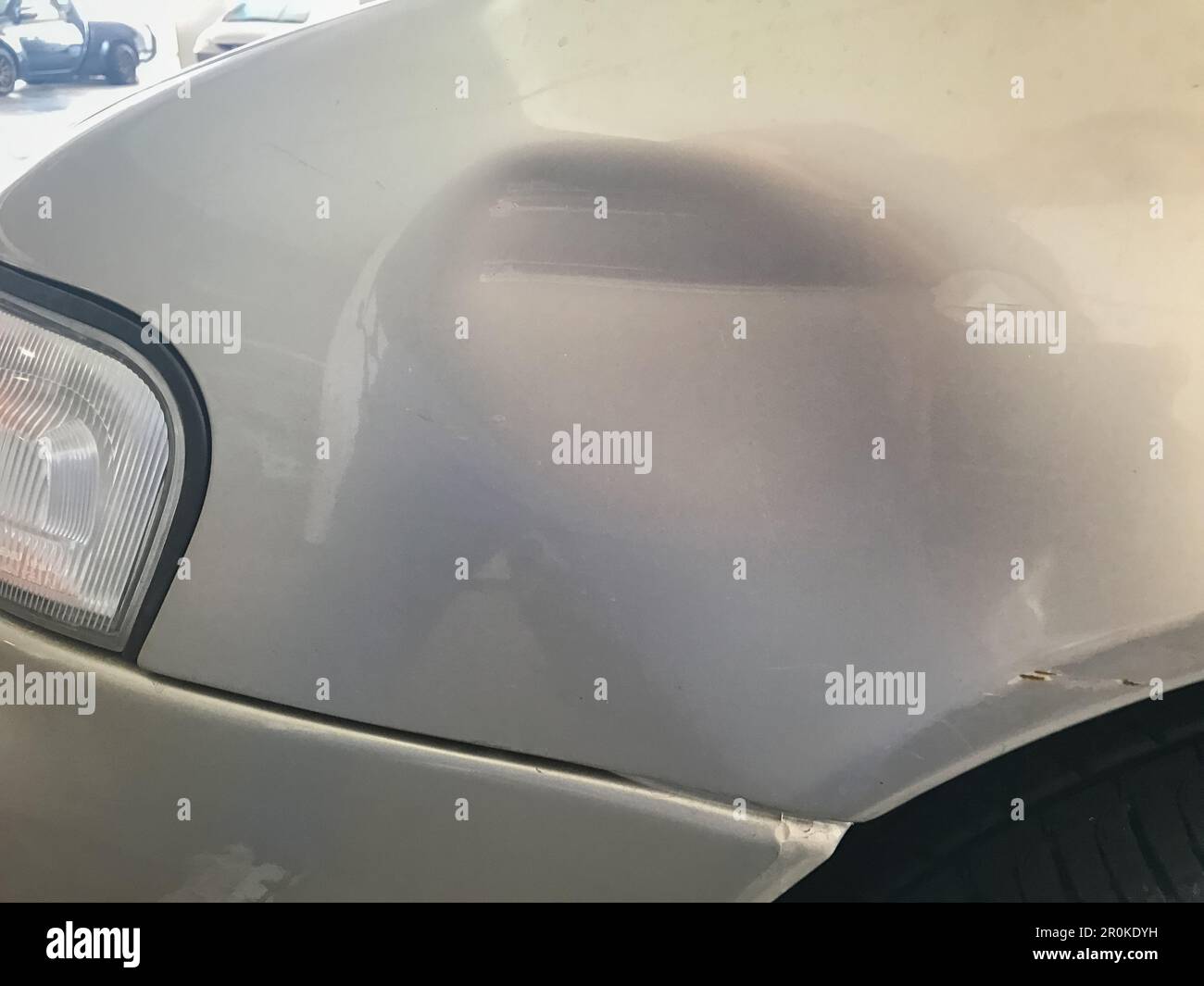 Car crash accident damaged automobile background Stock Photo - Alamy