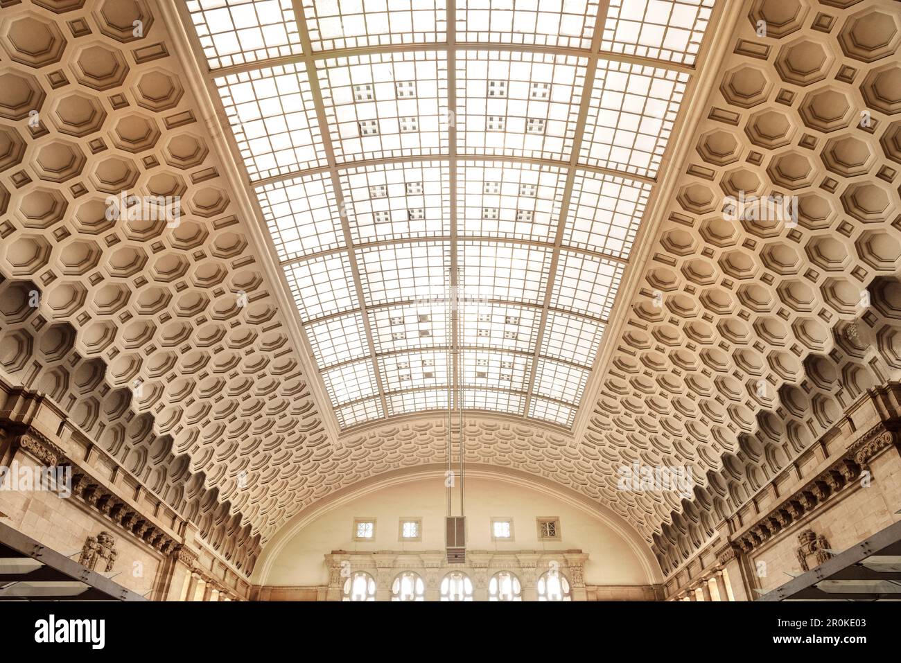 interesting structure of ceiling at main station in Leipzig, Saxony ...