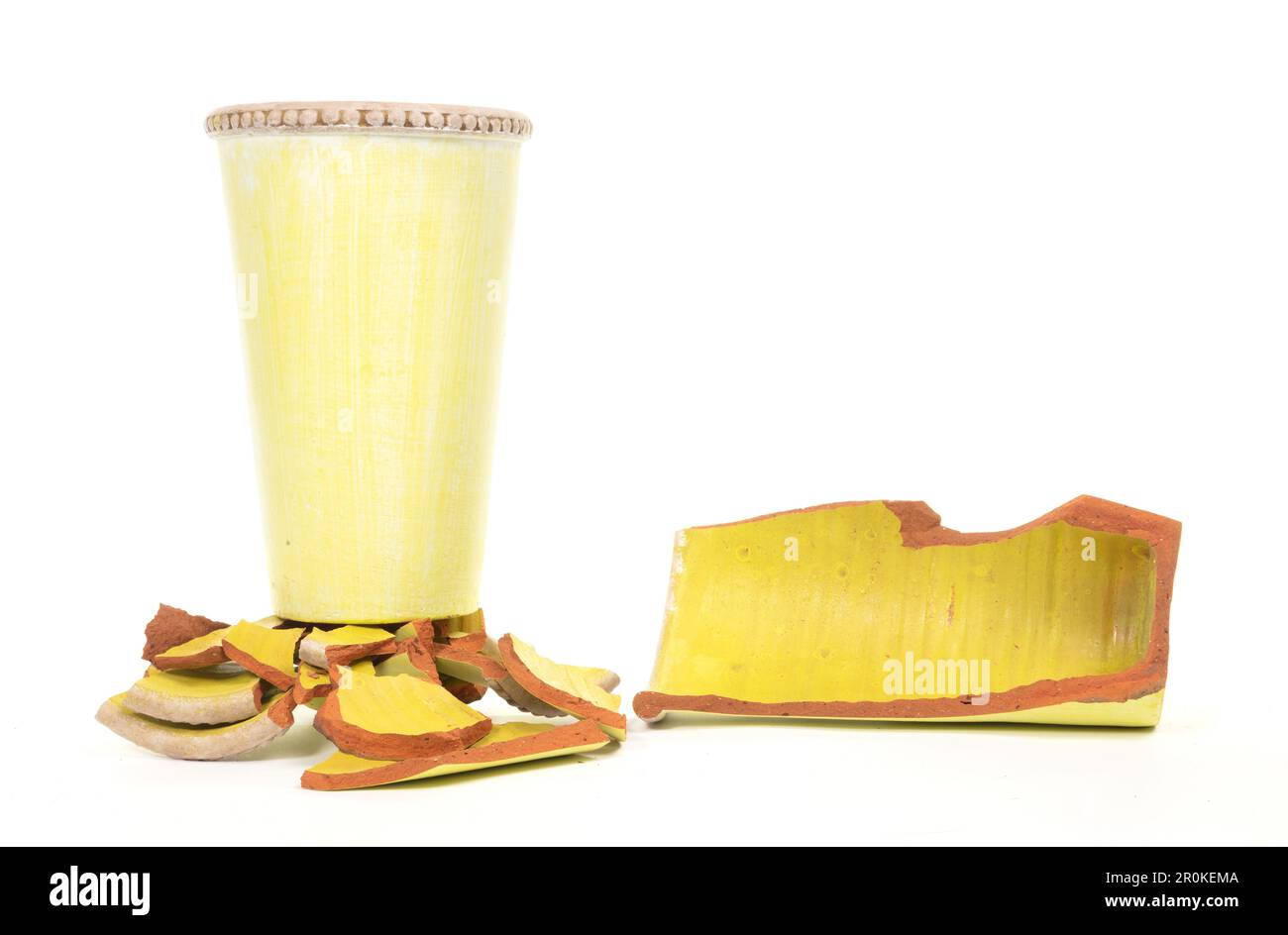 Broken and intact green vase, isolated on white background Stock Photo ...