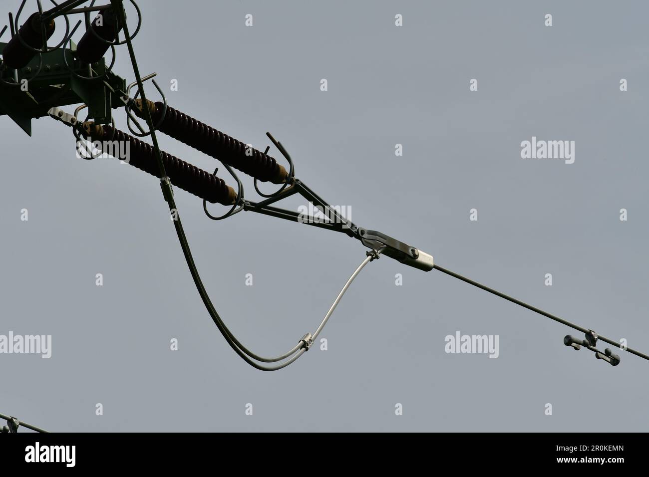 electric energy power lines cable electricity high voltage Stock Photo ...