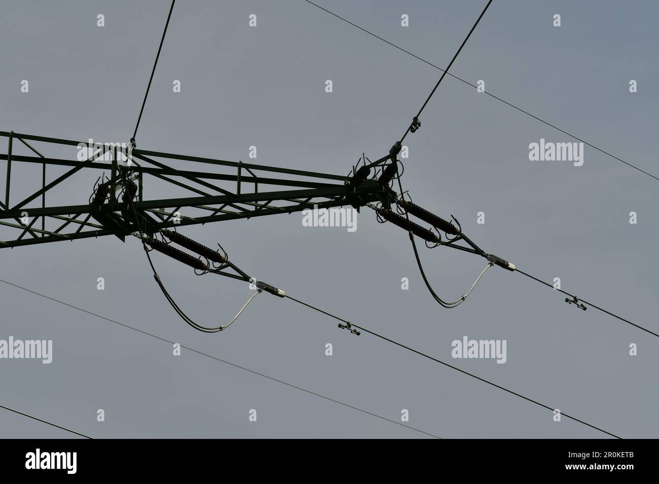 electric energy power lines cable electricity high voltage Stock Photo ...