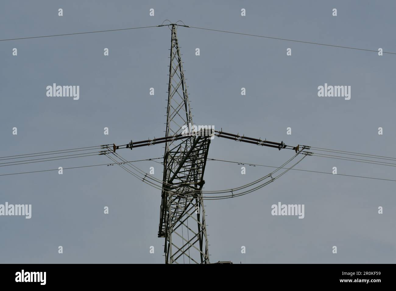 electric energy power lines cable electricity high voltage Stock Photo ...