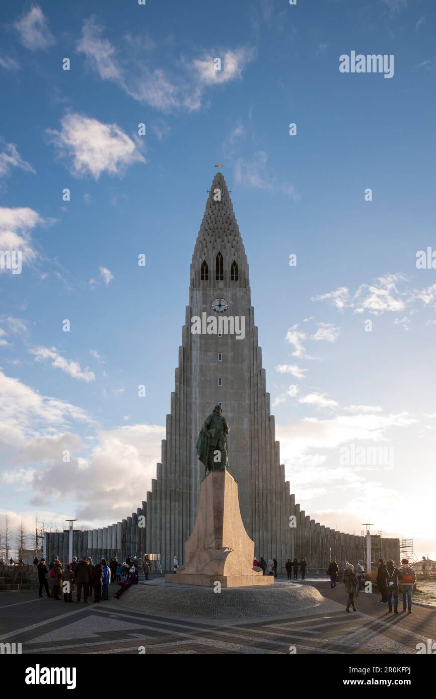 The largest church building in Iceland, the Hallgrimskirkja, with the ...