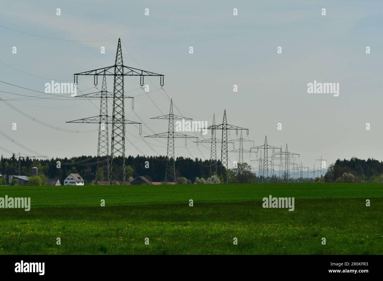electric energy power lines cable electricity high voltage Stock Photo ...