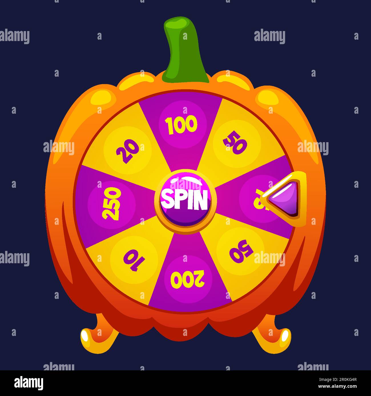 Halloween Wheel of Fortune, button rotation. 2D game asset. Halloween ...