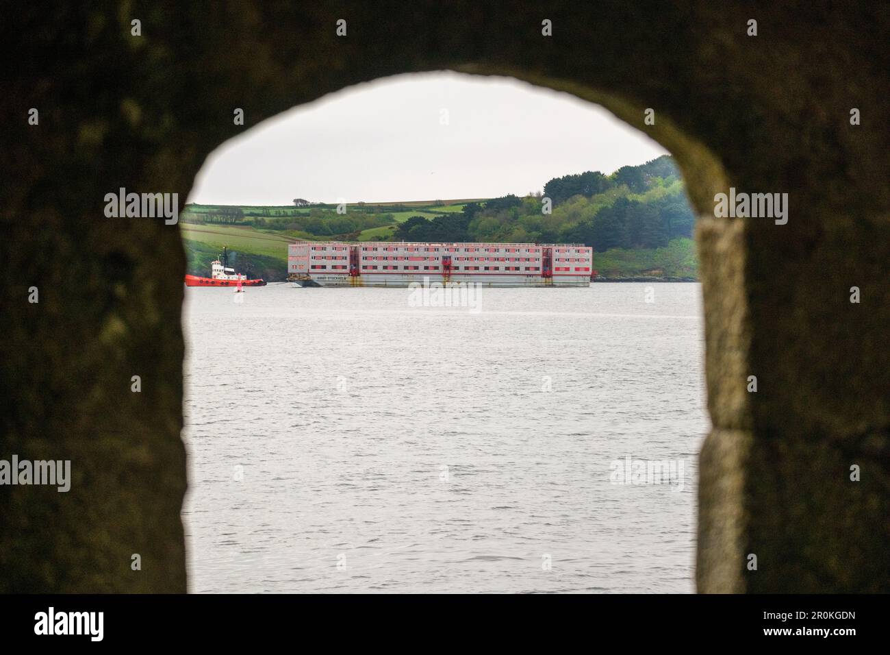 Three storey migrant barge arrives in cornwall hi-res stock photography ...