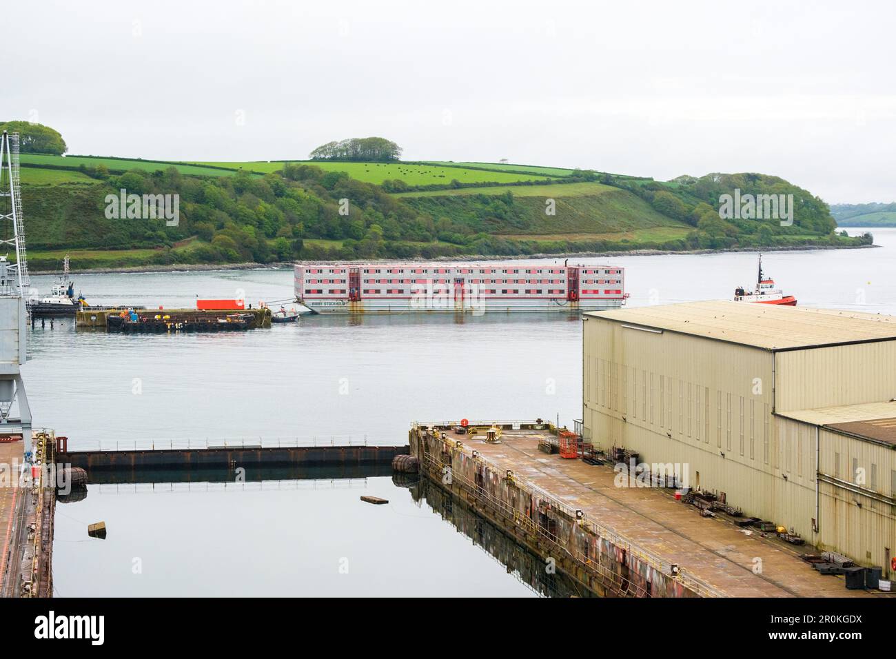 Three storey migrant barge arrives in cornwall hi-res stock photography ...