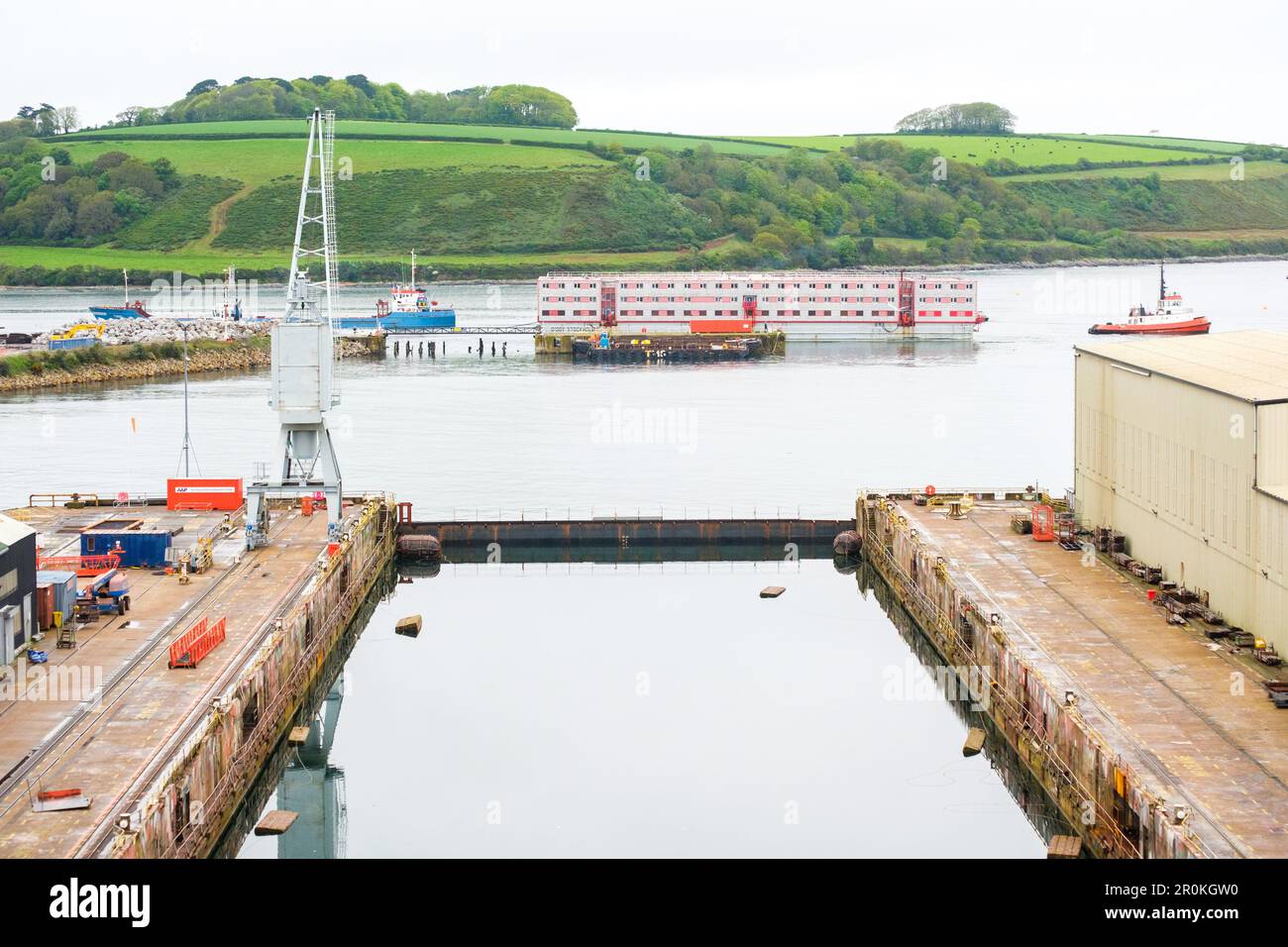 Three storey migrant barge arrives in cornwall hi-res stock photography ...