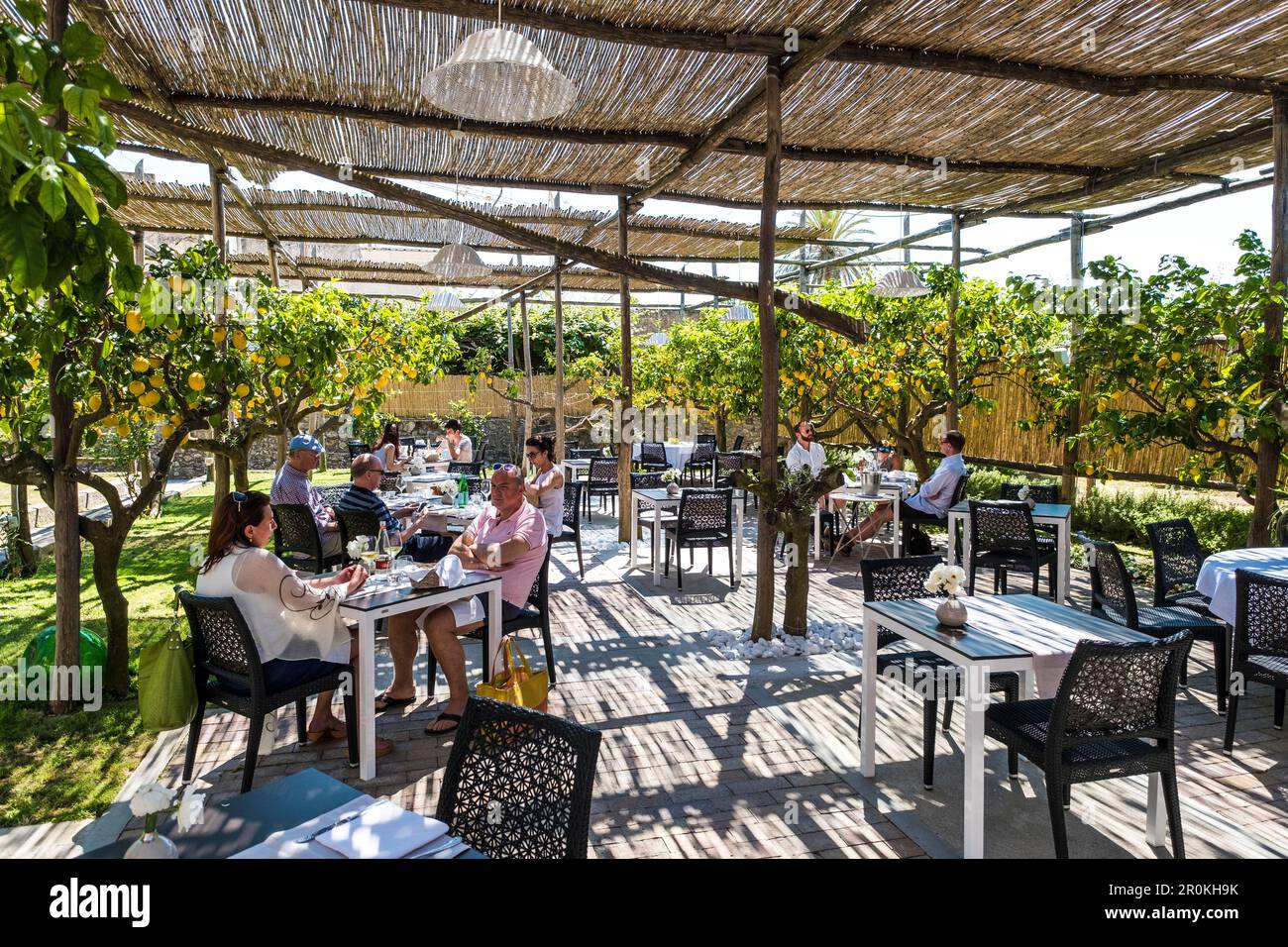 lemon tree at the restaurant La Zagara at Anacapri, island Capri, Golf ...