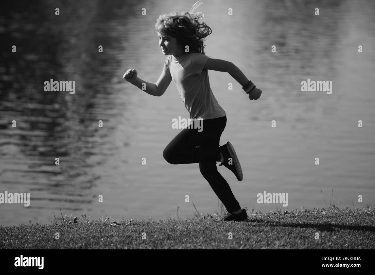 Children sprinting Black and White Stock Photos & Images - Alamy