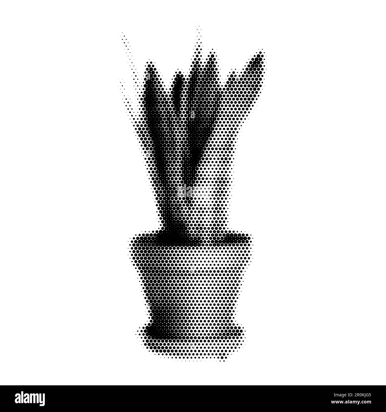 Halftone plant in a pot. Collage design element in trendy magazine ...