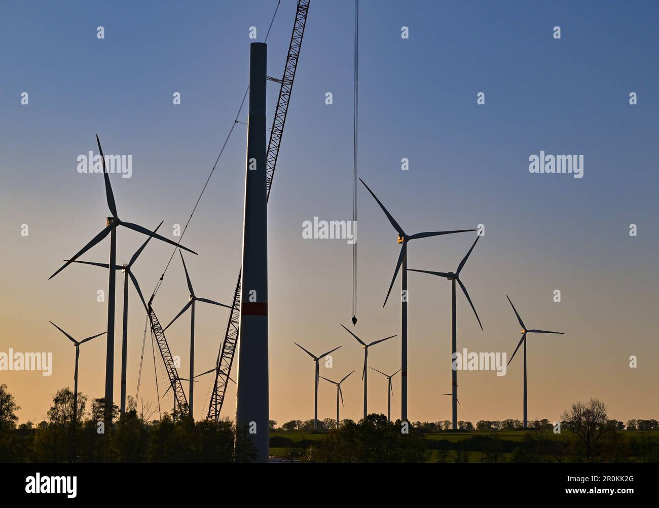 08 May 2023, Brandenburg, Jacobsdorf: The construction site for a new ...