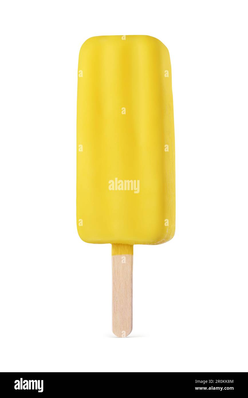 Yellow fruit popsicle ice cream bar isolated on white background Stock ...