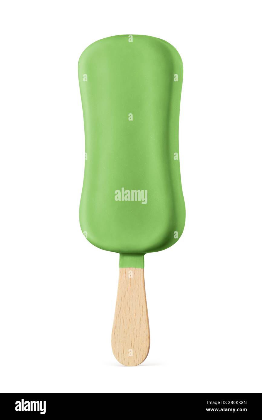 Green popsicle ice cream bar isolated on white background Stock Photo ...