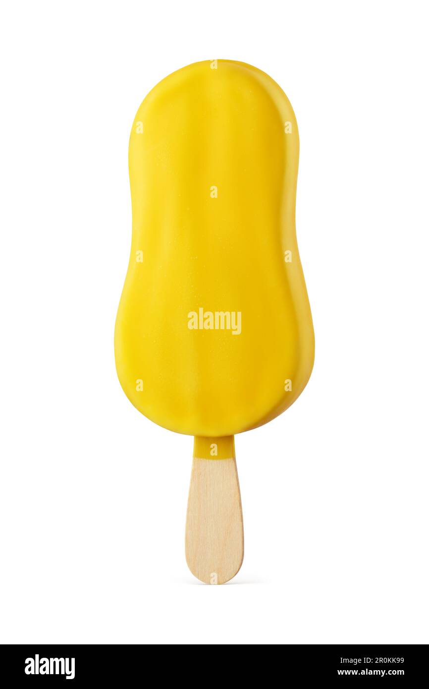 Yellow fruit popsicle ice cream bar isolated on white background Stock ...