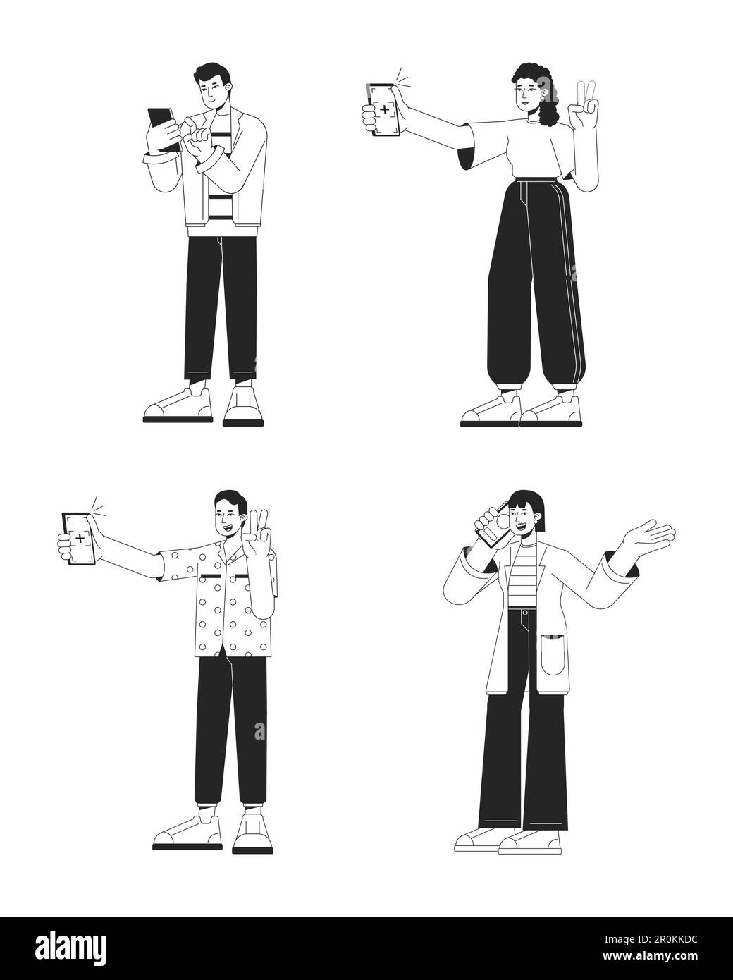 Using mobile device bw vector spot illustration set Stock Vector Image ... Using mobile device bw vector spot illustration set Stock Vector Image ...