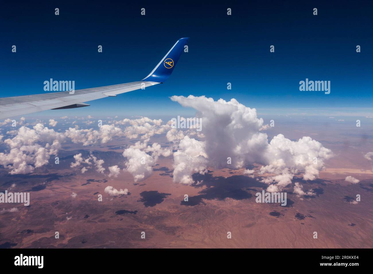Aerial of wing and winglet of Condor B-767-300ER (D-ABUB) during flight ...