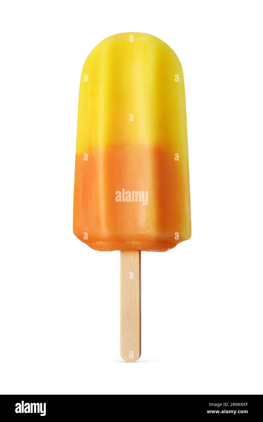 Yellow and orange fruit popsicle ice cream bar isolated on white ...