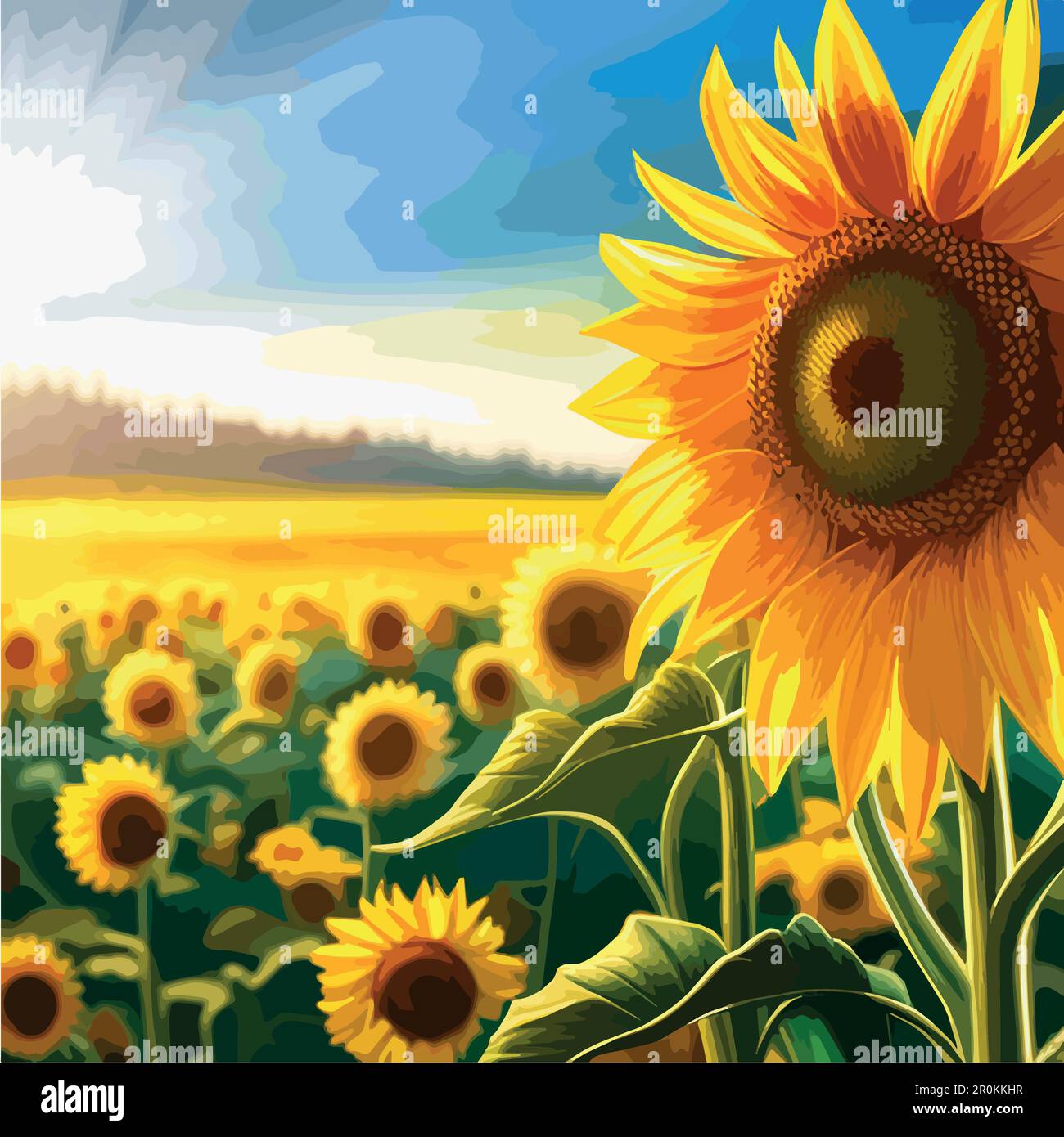 Sunrise sunflowers Stock Vector Images - Alamy