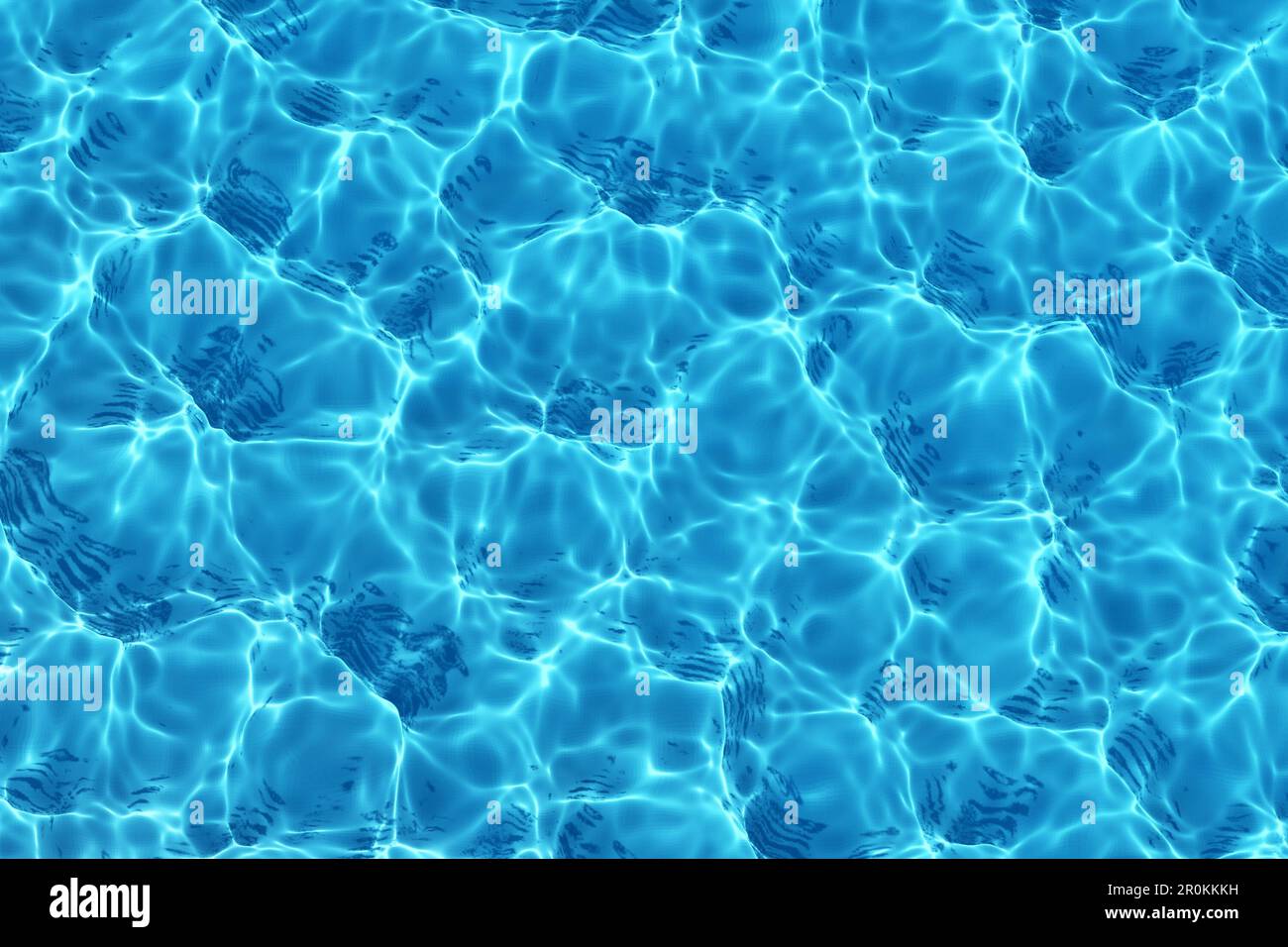 Blue water in swimming pool with sun reflection, motion of waves ...