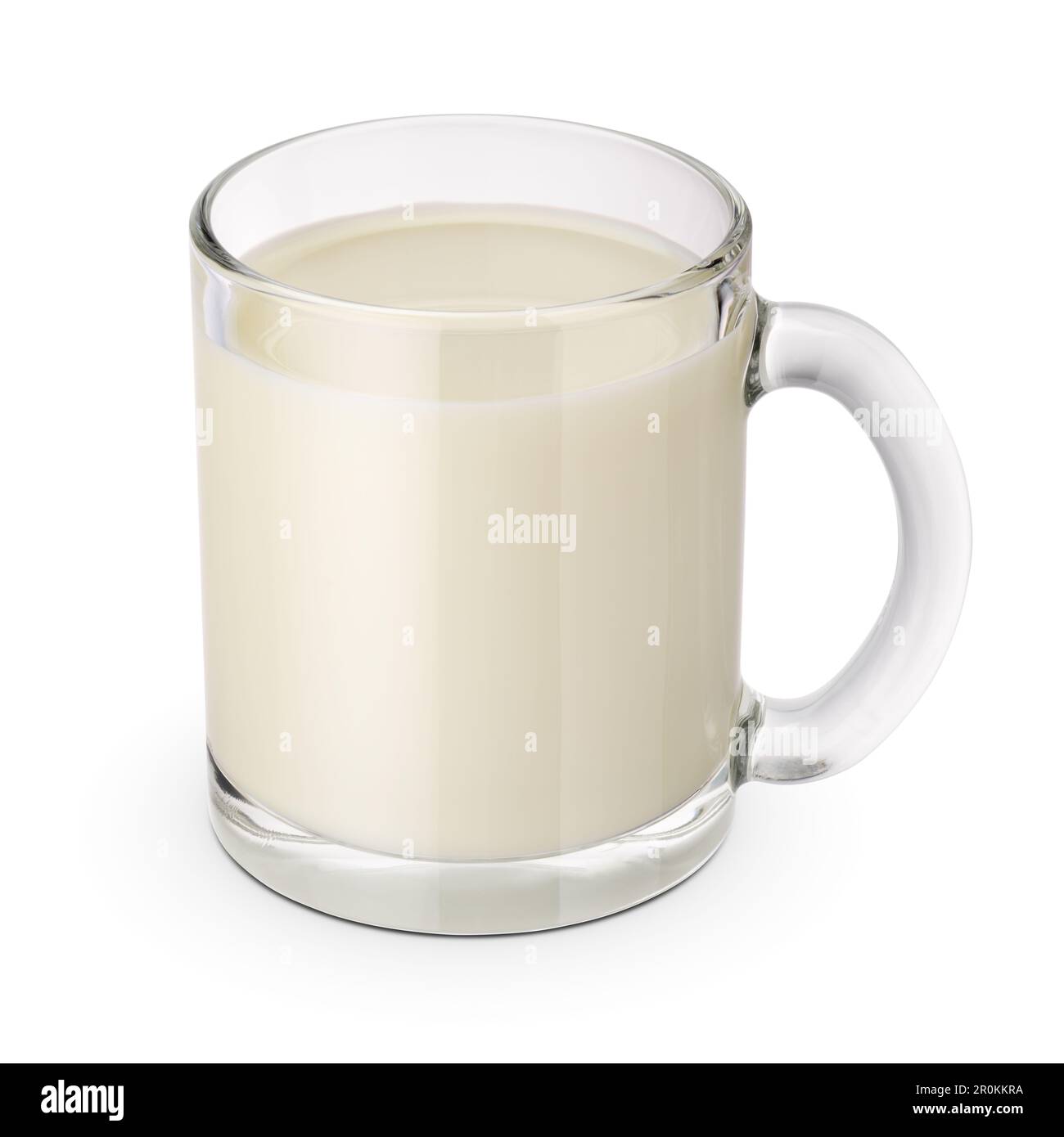 Glass mug with milk isolated on white background with clipping path ...