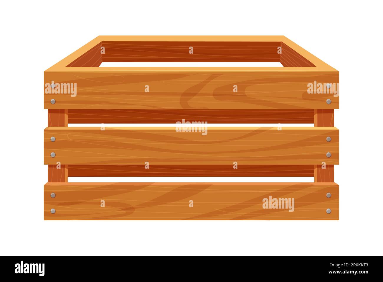 Wooden box, delivery container in cartoon style, game asset isolated on ...