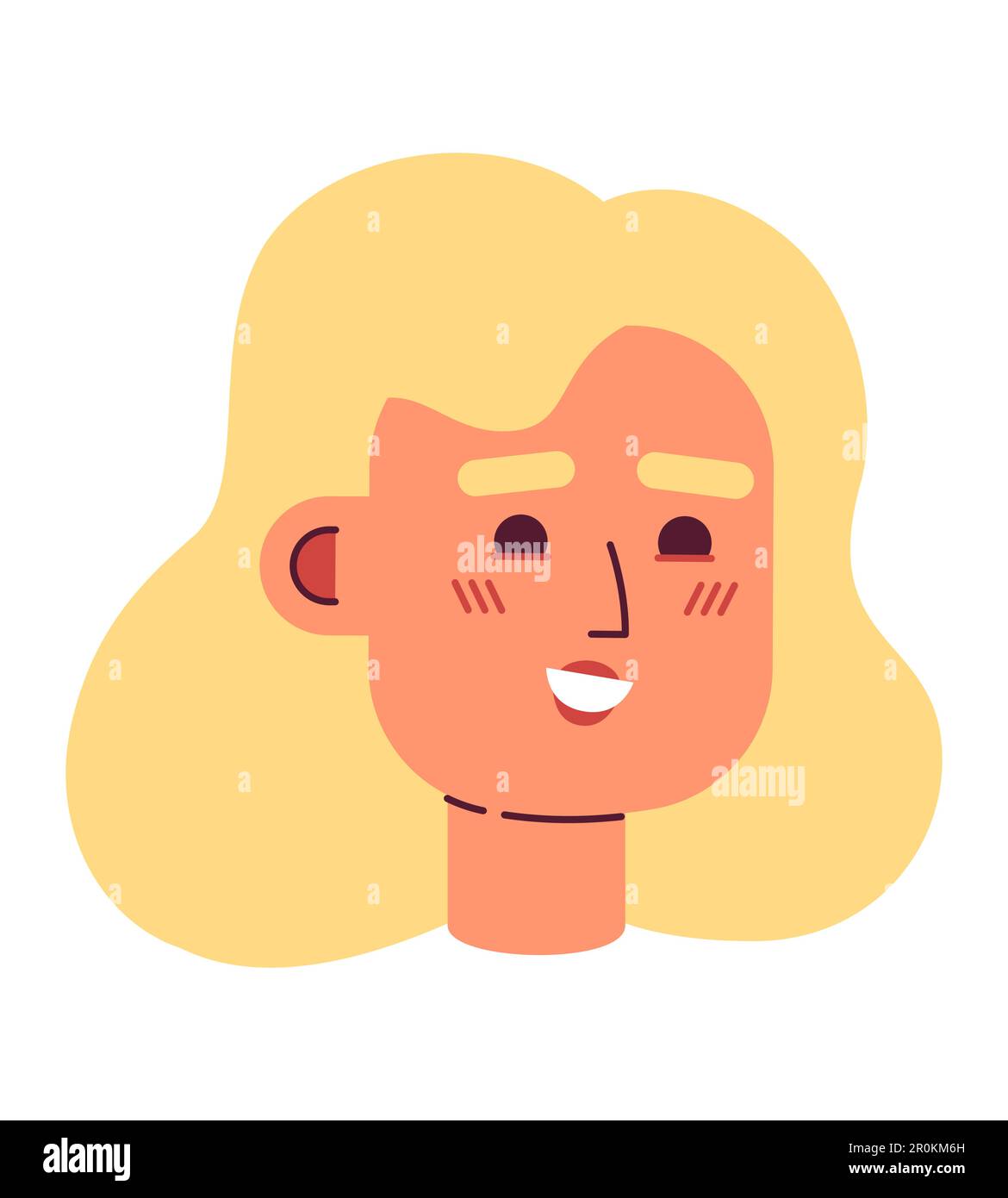 Happy caucasian young woman face semi flat vector character head Stock ...
