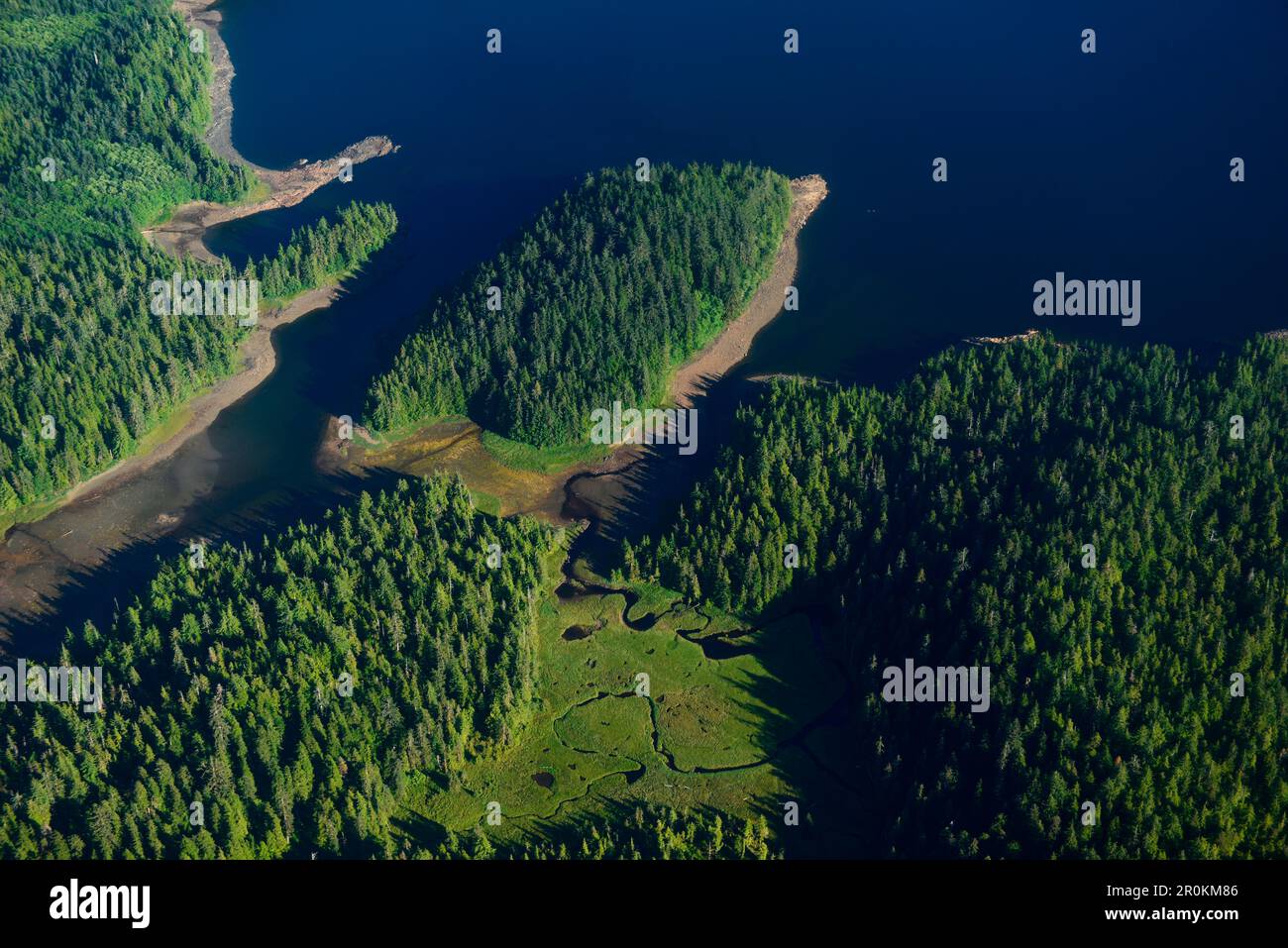 Aerial view of the coastline en route from Ketchikan to the Misty ...
