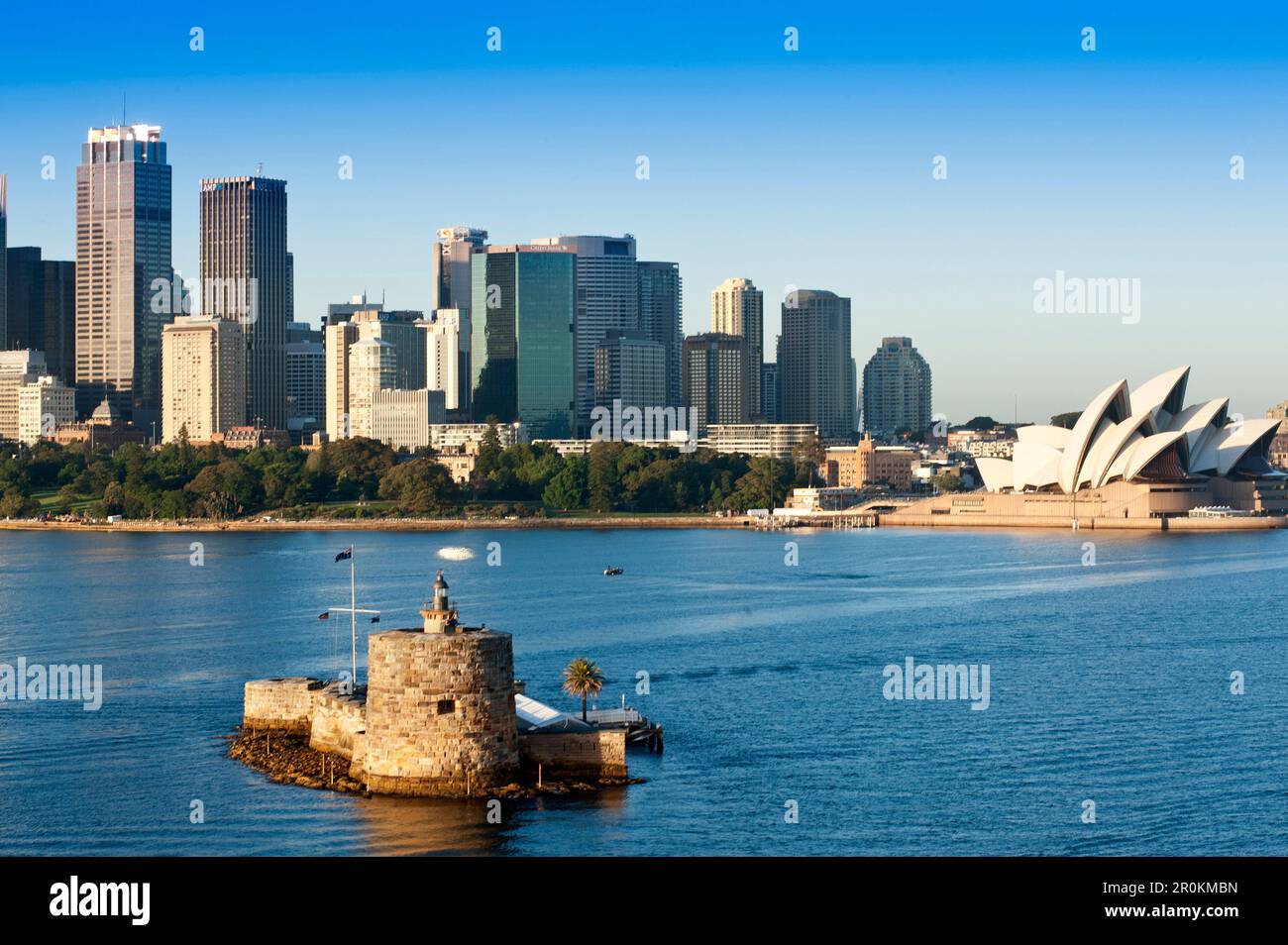 Fort Denison in Sydney Harbour with the Opera House and the city ...