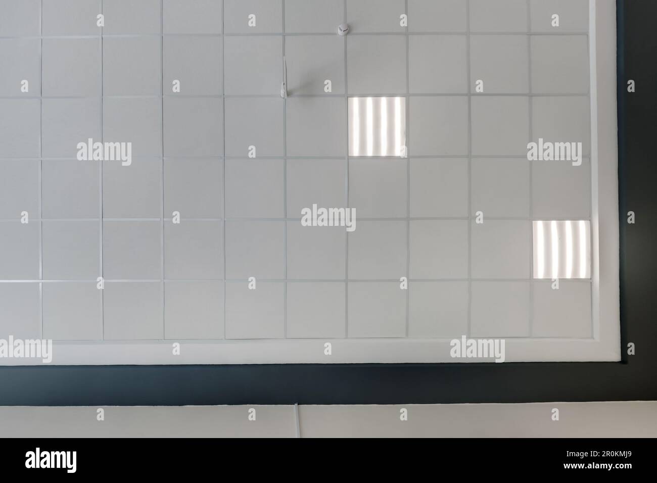 cassette stretched or suspended ceiling with square halogen spots lamps ...