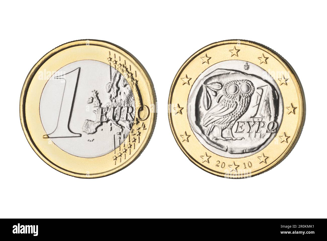 One euro coin money currency of European Union isolated on white ...