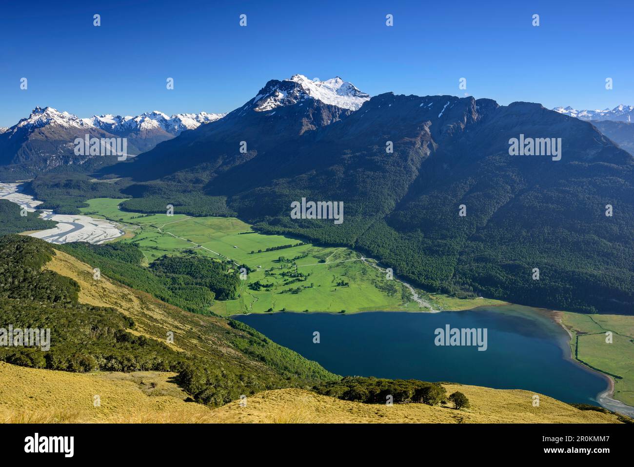 View to Dart River Valley, Glenorchy, Paradise, Lake Diamond and ...