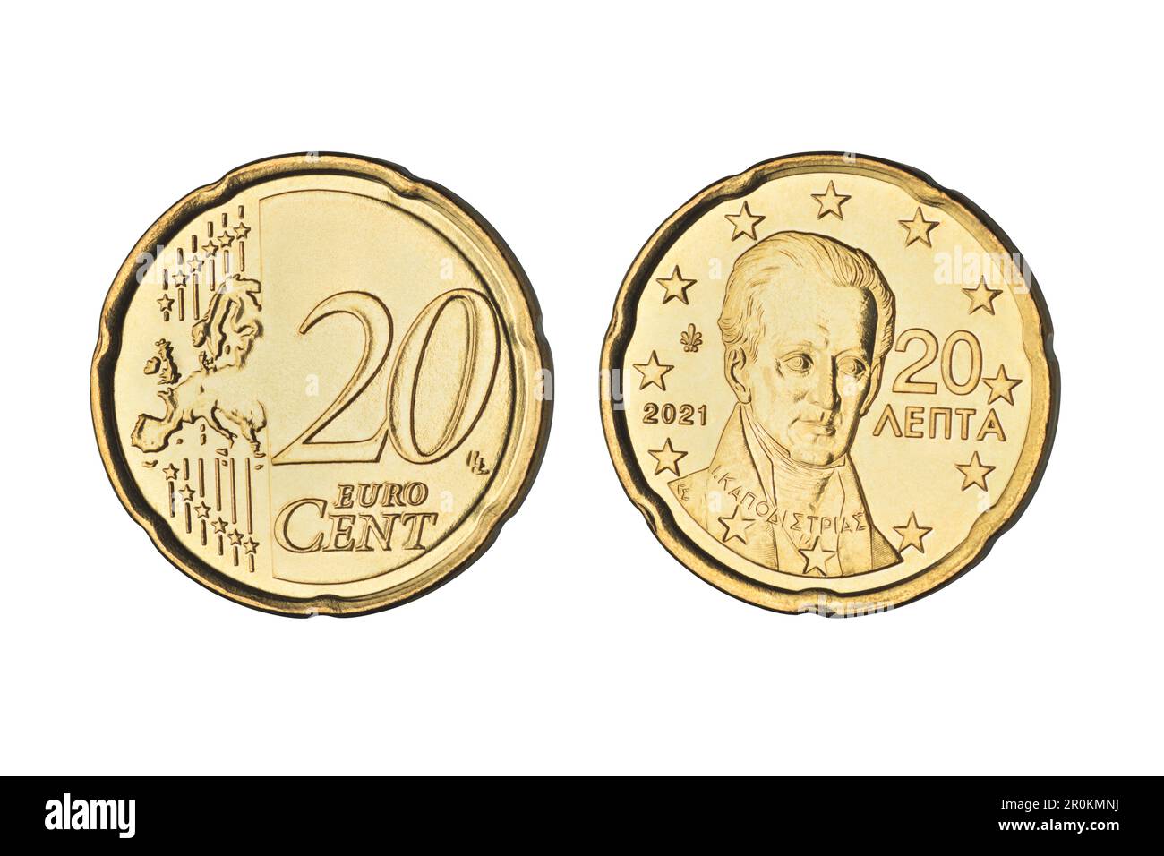 Twenty euro cent coin money currency of European Union isolated on ...