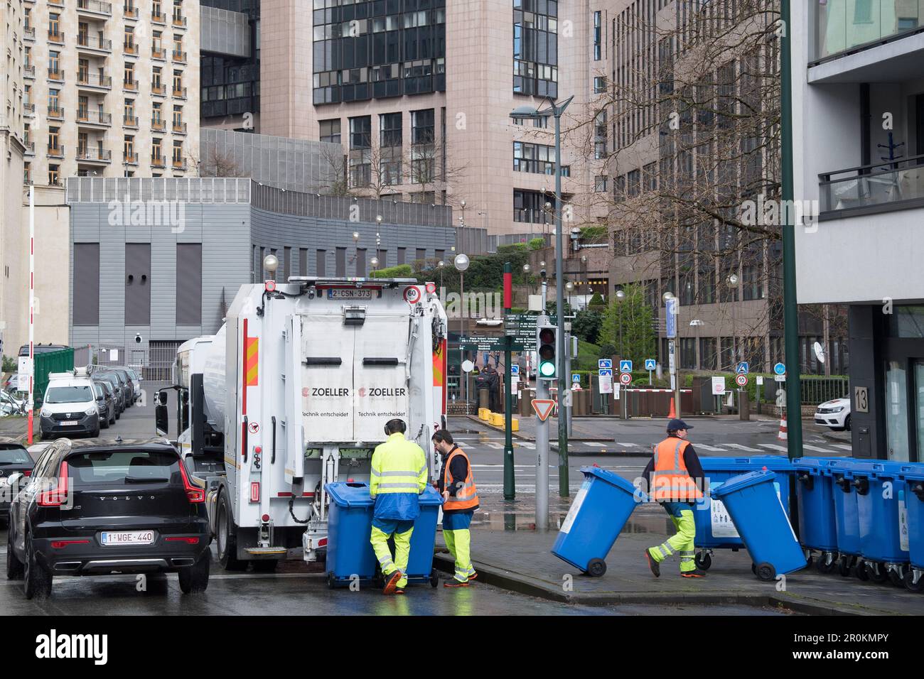 Garbage truck taking municipal solid waste in Brussels, Belgium ...
