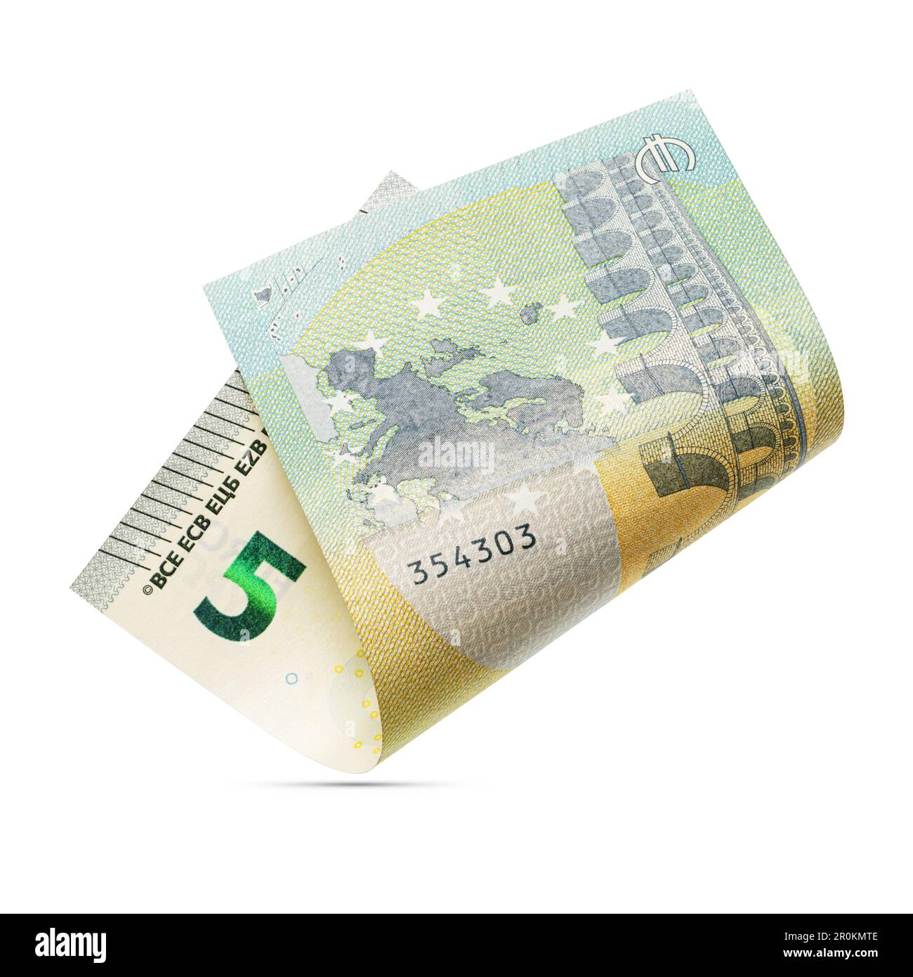 Five euro bill banknote isolated on white background Stock Photo - Alamy