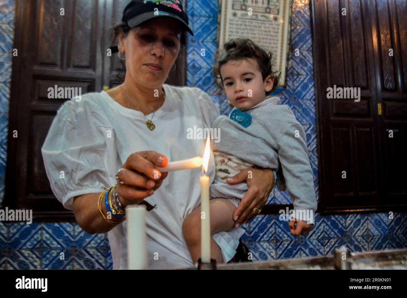 May 8, 2023: Tunis, Tunisia. 08 May 2022. Jewish pilgrims pray at the ...