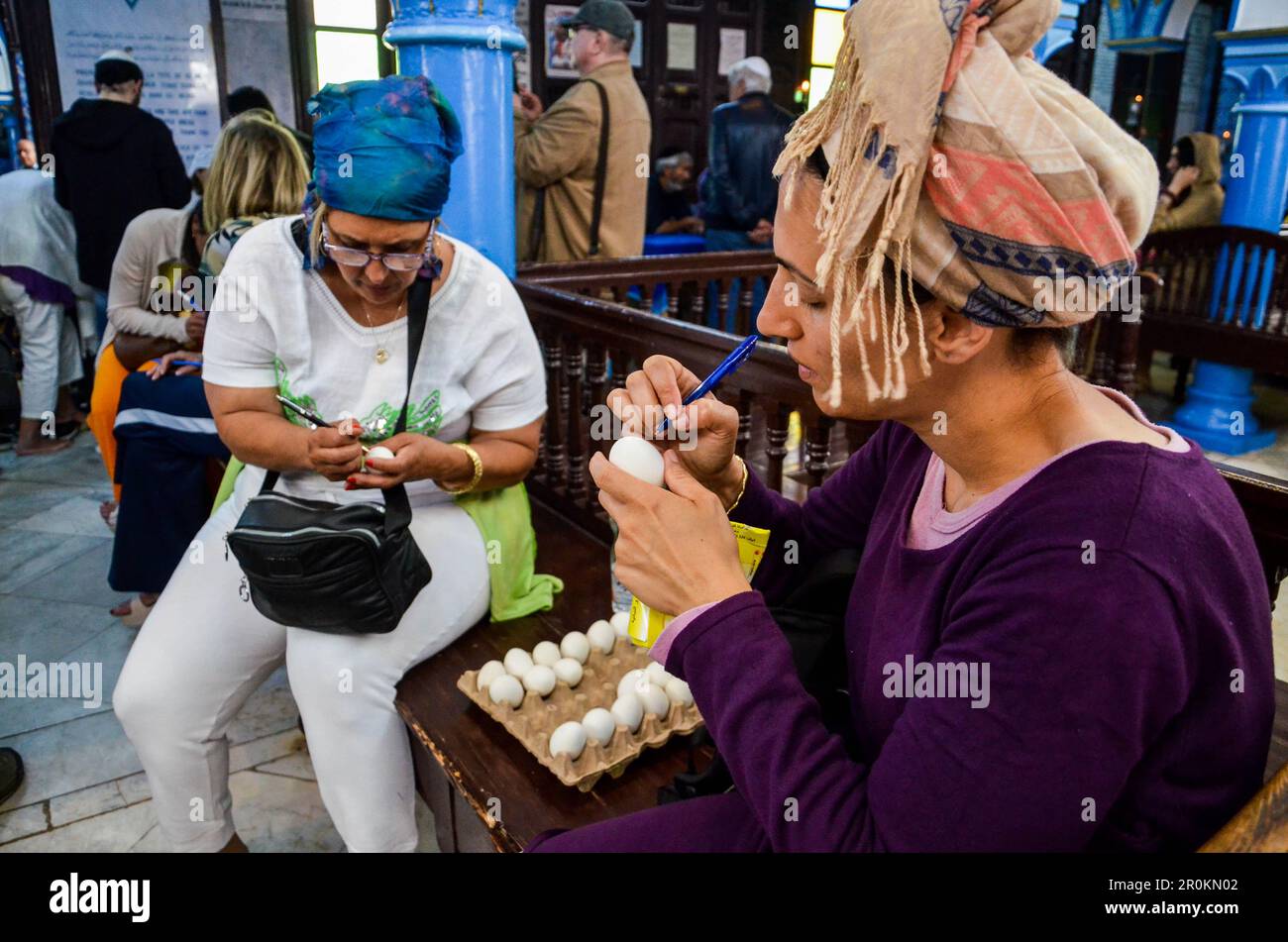 May 8, 2023: Tunis, Tunisia. 08 May 2022. Jewish pilgrims pray at the ...