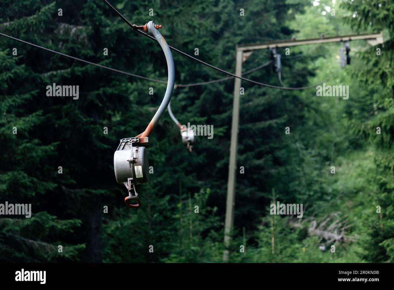 Abandoned ski lift mechanism on mountain Stock Photo - Alamy