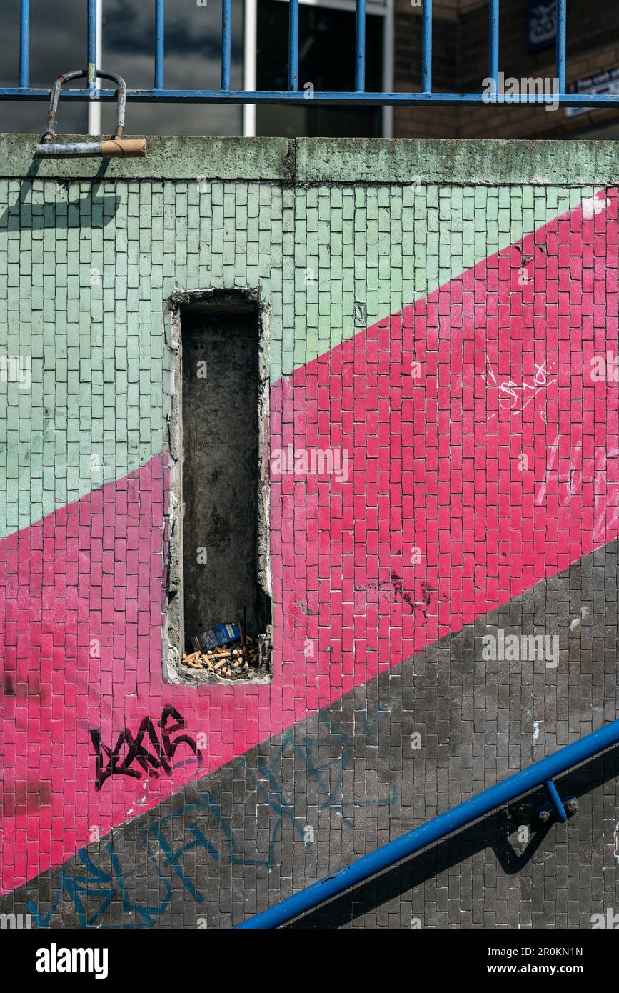 hole in wall of subway is now being used as ashtray, Belfast, Northern ...